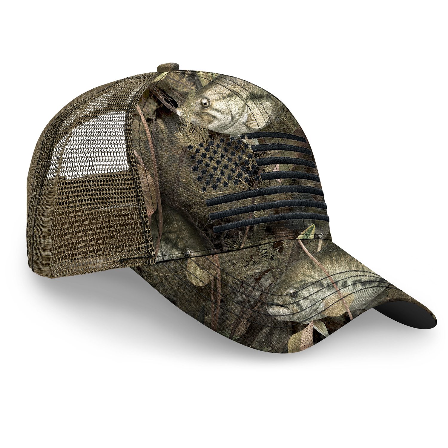 Bass Trucker Hats | Men’s Mesh Back Fishing Caps | Fishouflage